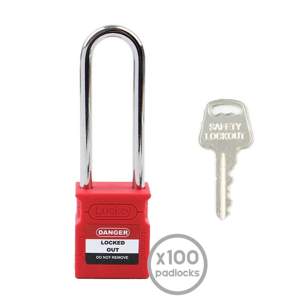 Padlock Chrome Plated Steel Shank 76mm - 100 Pack - Volt Safety
